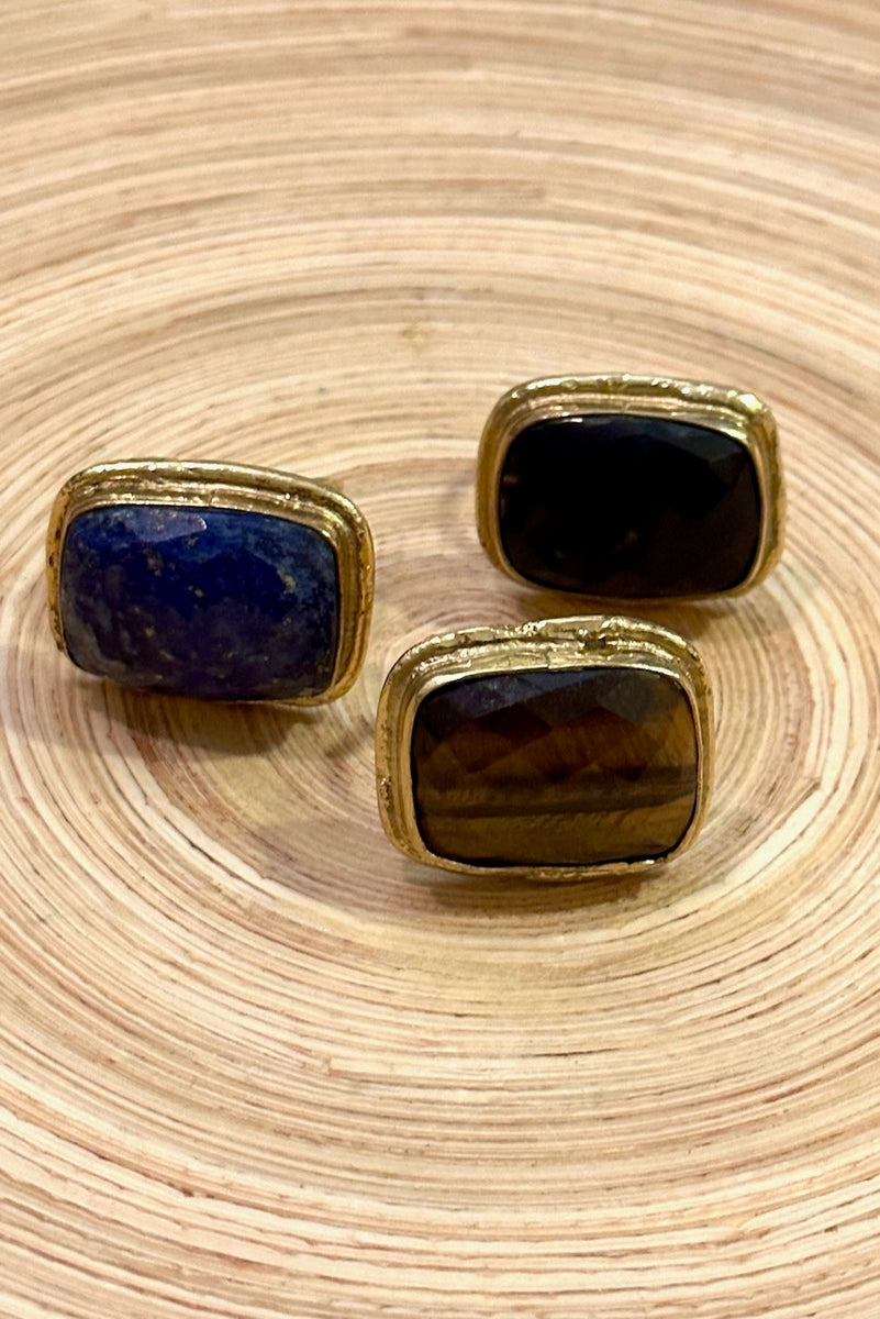 Faceted Chunky Rectangle Gemstone Ring -3 Colors – pinkskyboutique.com