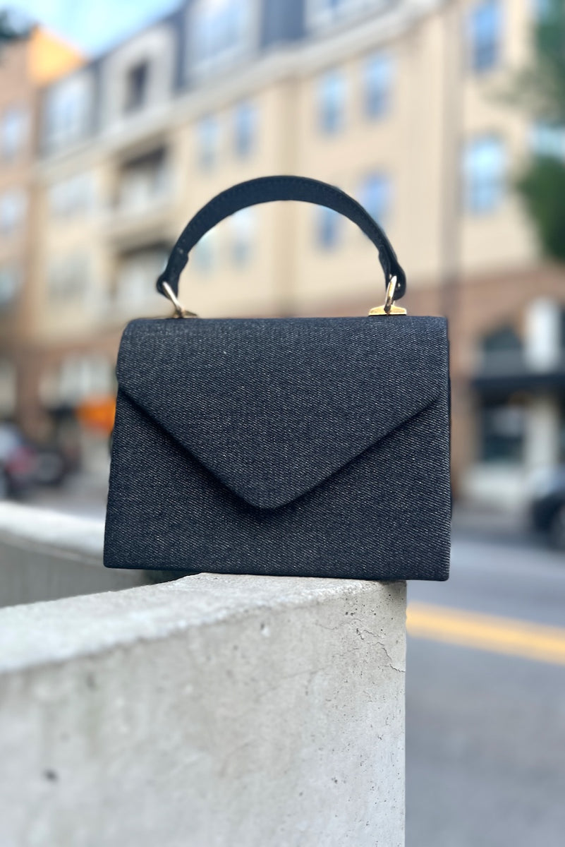 Denim Envelope Simple Handle Mini Tote -2 Colors- FINAL SALE ...